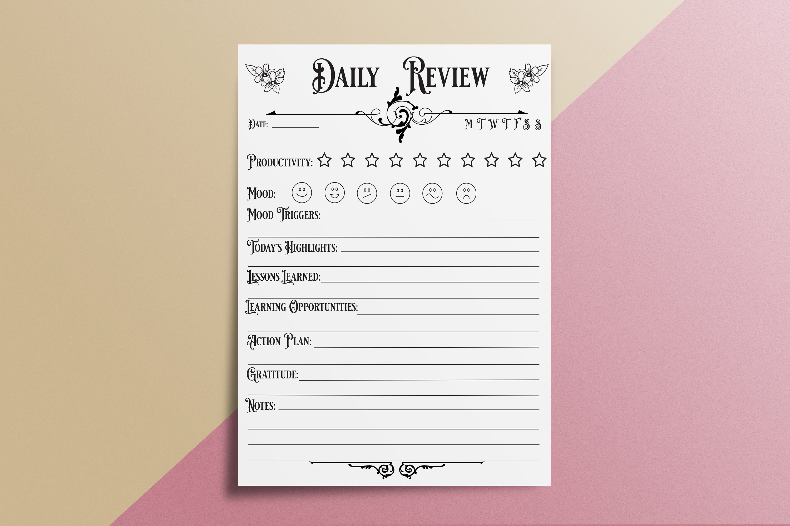 Daily Review Tracker, Printable Weekly Tracker, A4 and Letter Size ...