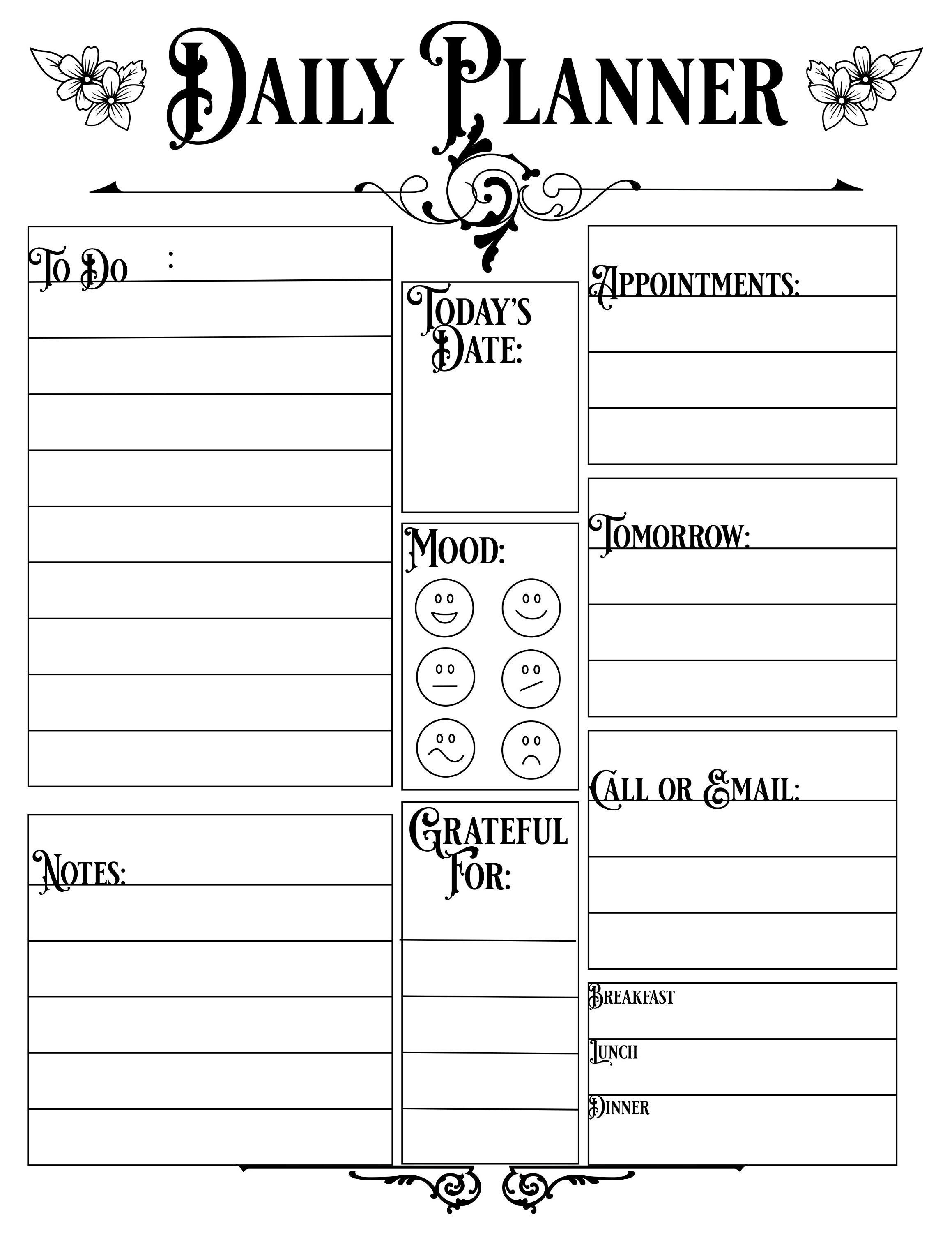 Daily Planner, Printable Daily Planner, A4 and Letter Size, Digital ...
