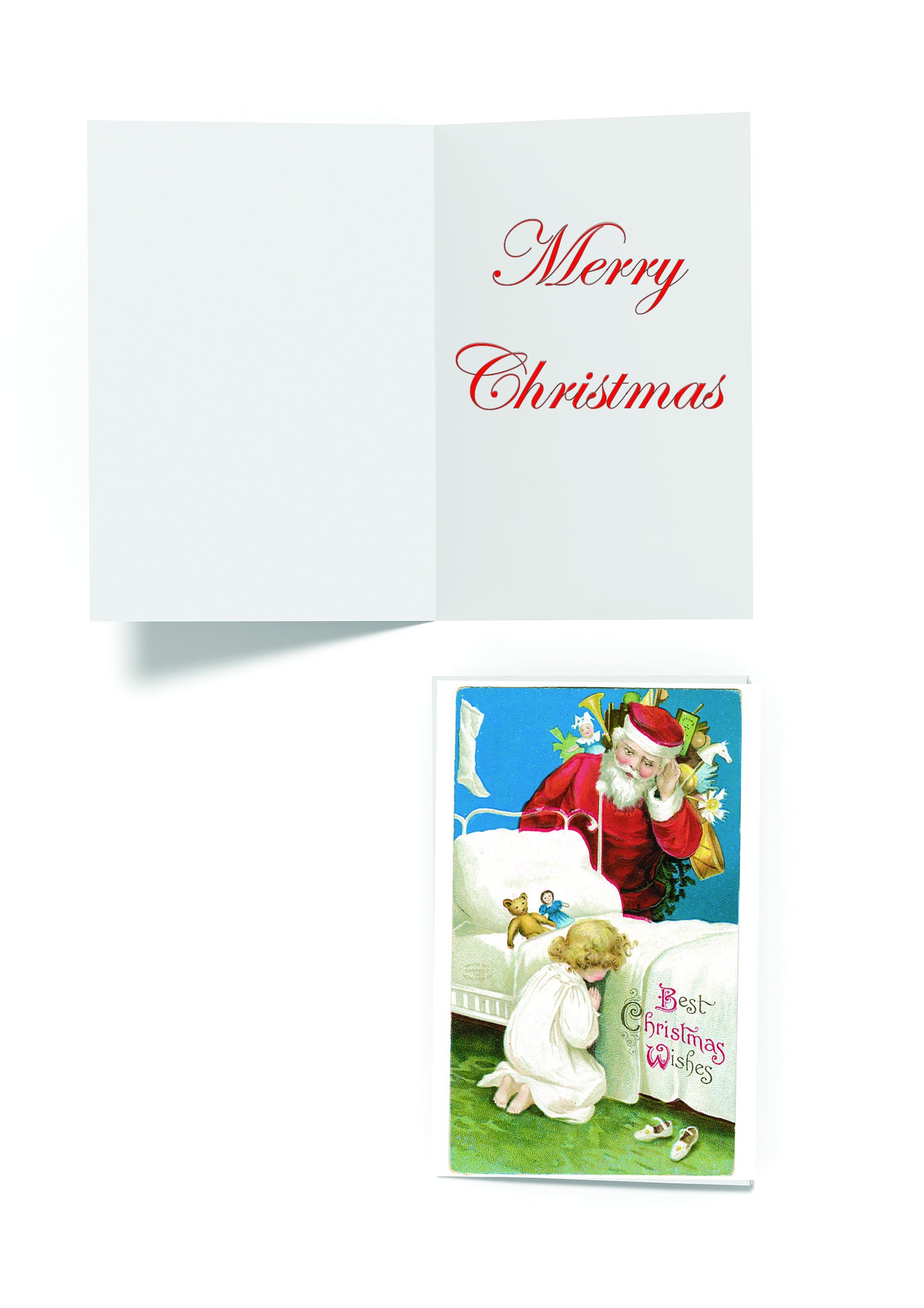 Vintage Listening Santa Christmas Cards - 5 Cards - 5x7 - Etsy