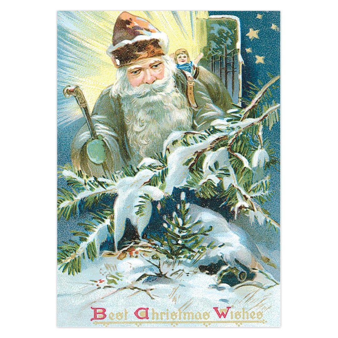 Blue Santa Vintage Christmas Cards - 5x7 - 5 Pack - Etsy
