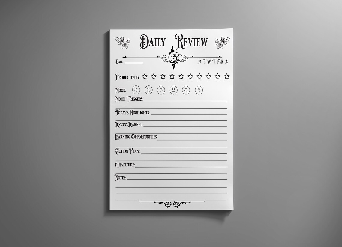 Daily Review Tracker, Printable Weekly Tracker, A4 and Letter Size ...