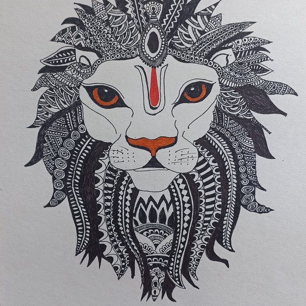 Zentangle Lion - Etsy
