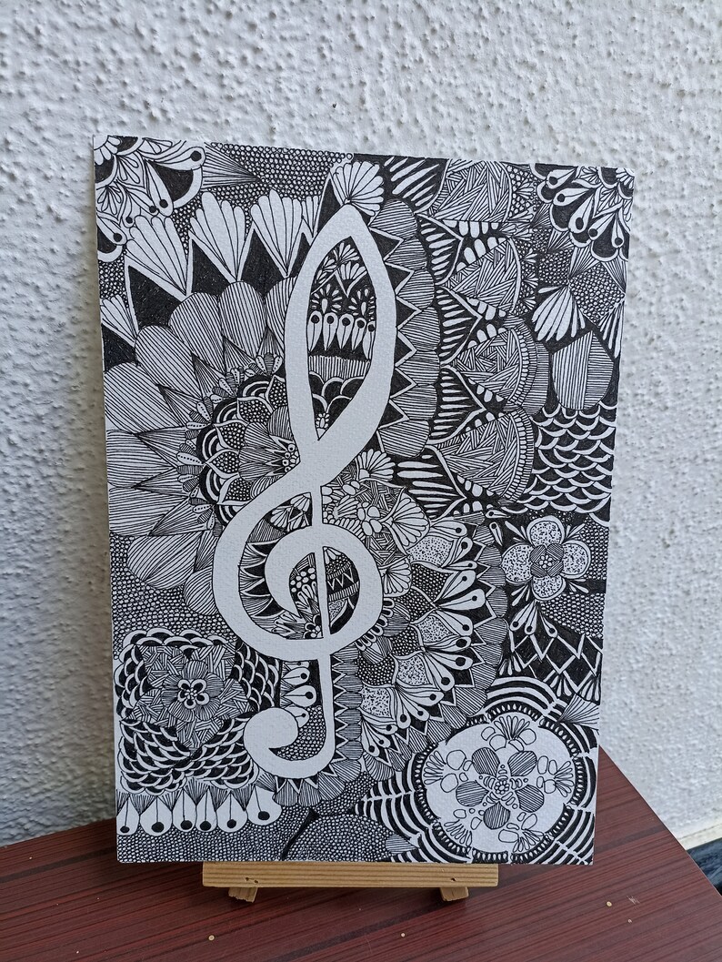 Original Zentangle Art Hand Drawn. Pen and Ink Wall Art Design. Doodle ...