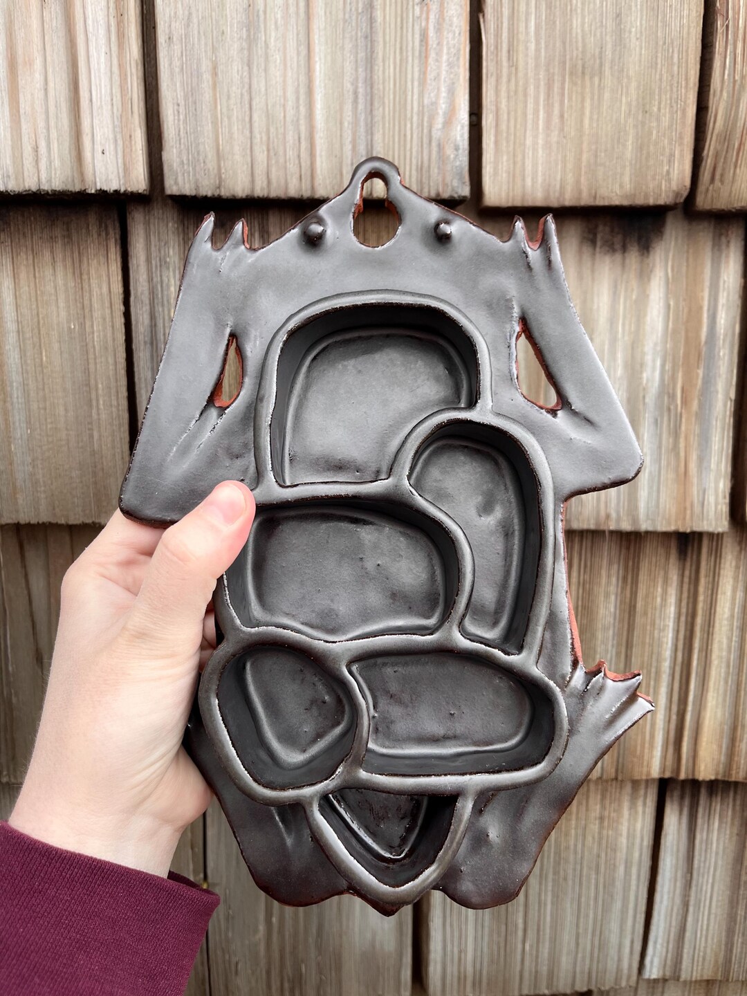 Handmade Ceramic Pipa Pipa Frog Wall Hanging Black Shelf - Etsy