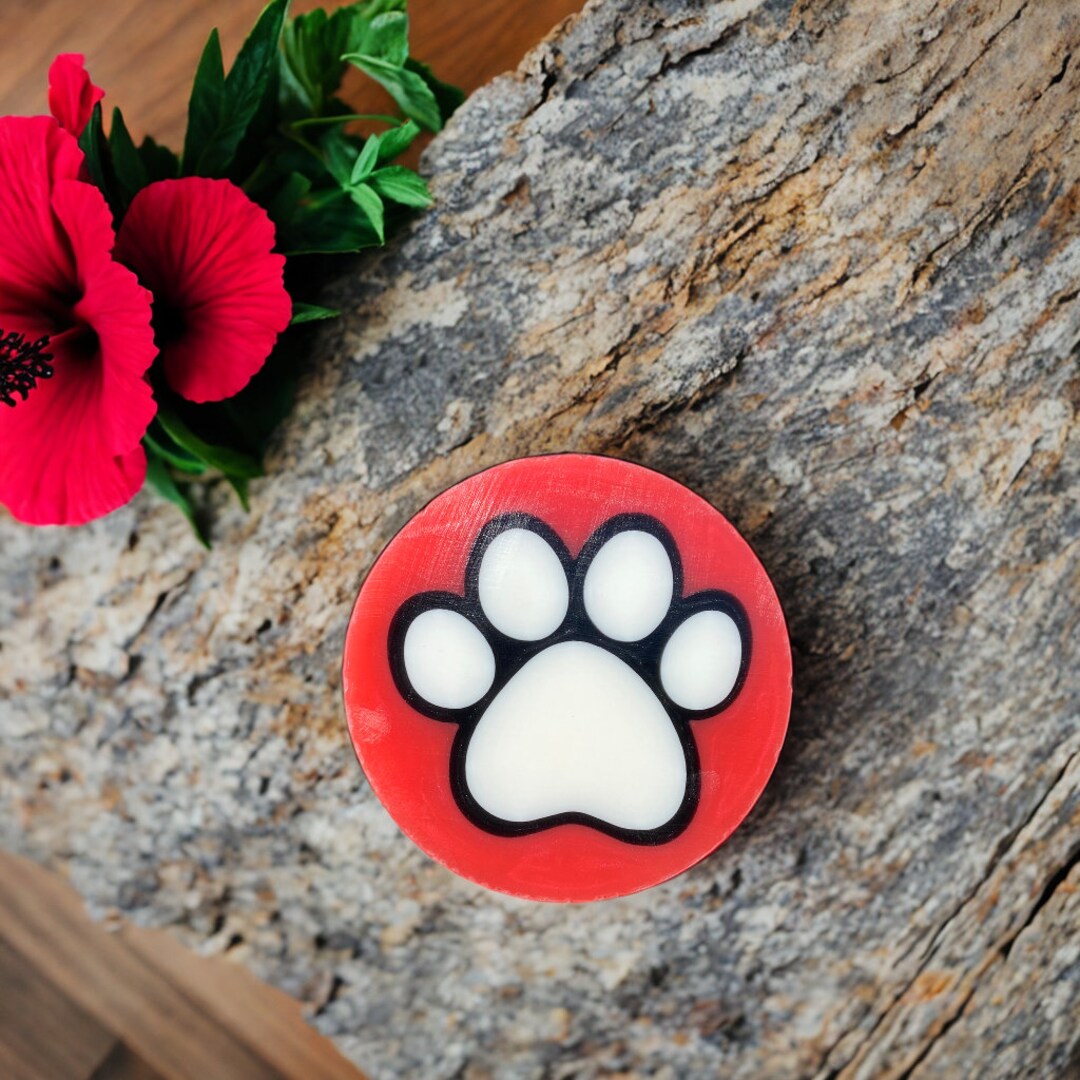 Red Dog Paw Soap With Outline. Red Hibiscus and Acai Fragrance ...