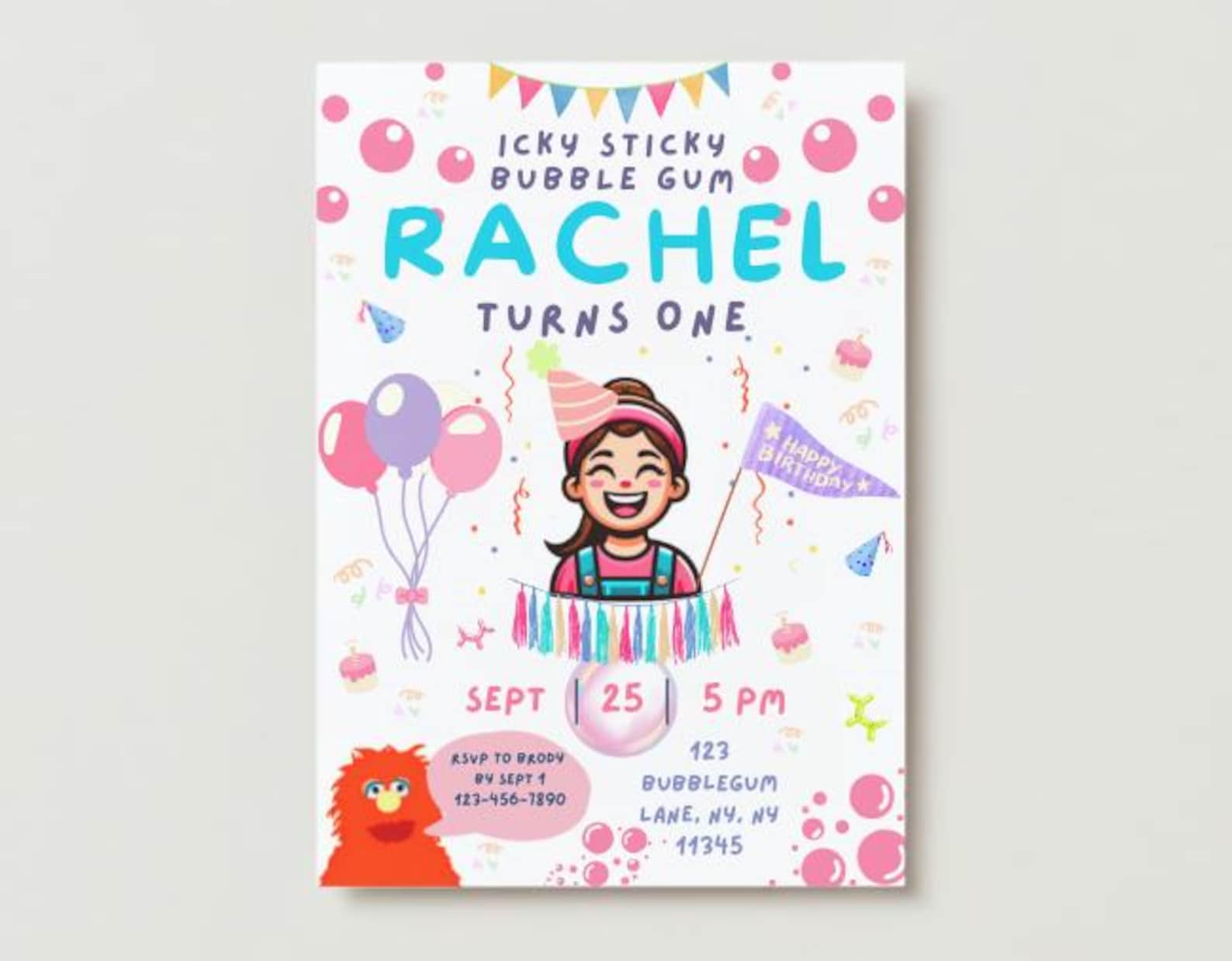 Ms. Rachel Birthday Card Invitation Template - Etsy