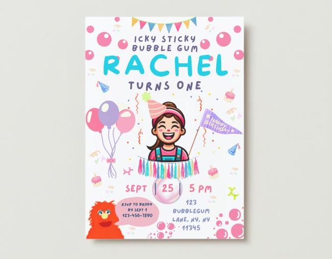 Ms. Rachel Birthday Card Invitation Template - Etsy