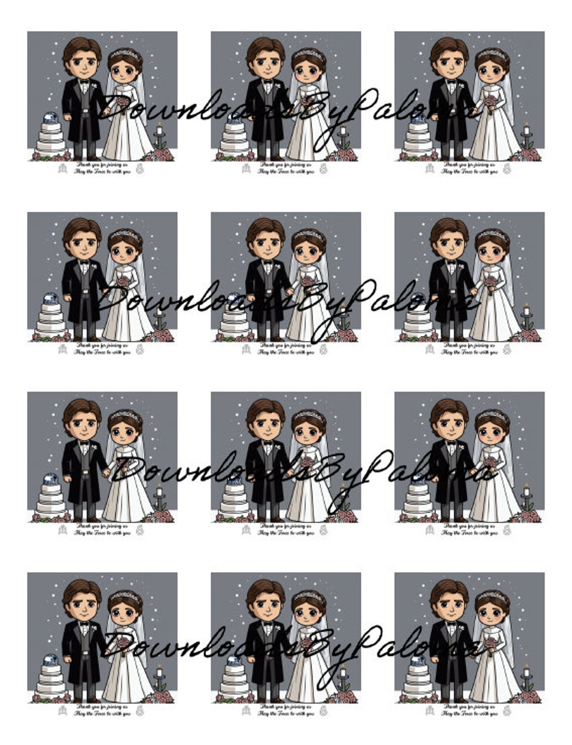 Starwars Han and Leia Wedding Thank You Stickers Avery 22806 Template ...