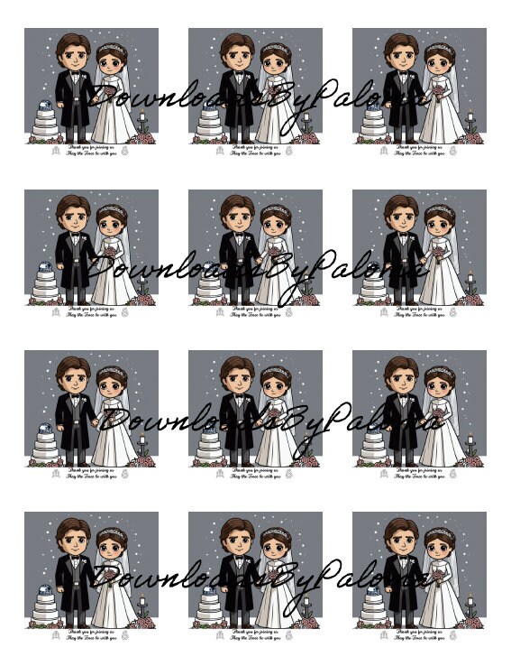 Starwars Han and Leia Wedding Thank You Stickers Avery 22806 Template ...