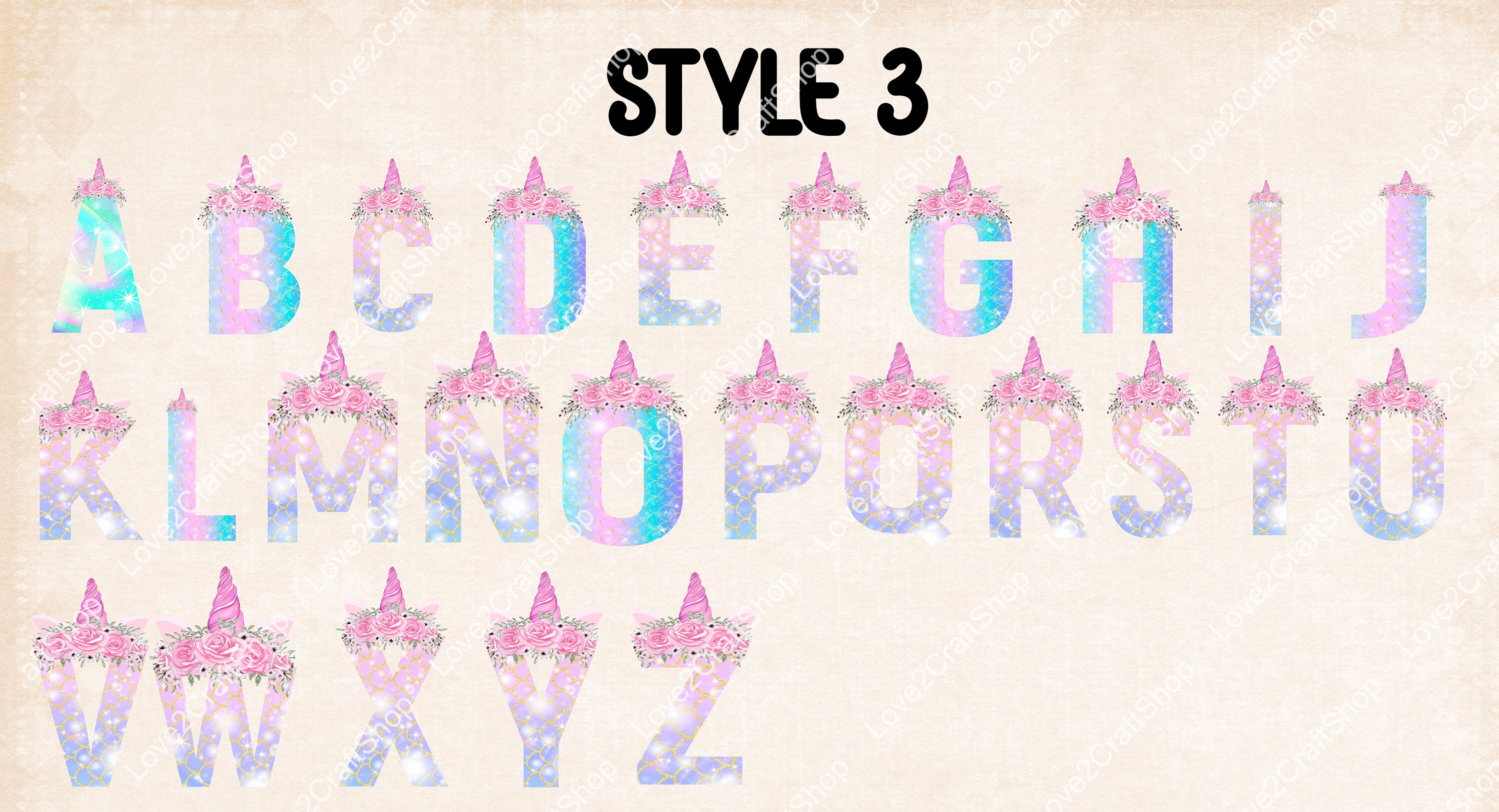 Personalized Name Unicorn Theme Letters Sublimation PNG Custom Unicorn ...