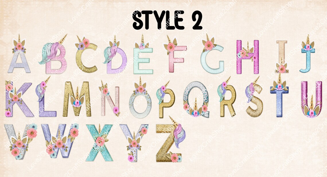 Personalized Name Unicorn Theme Letters Sublimation PNG Custom Unicorn ...