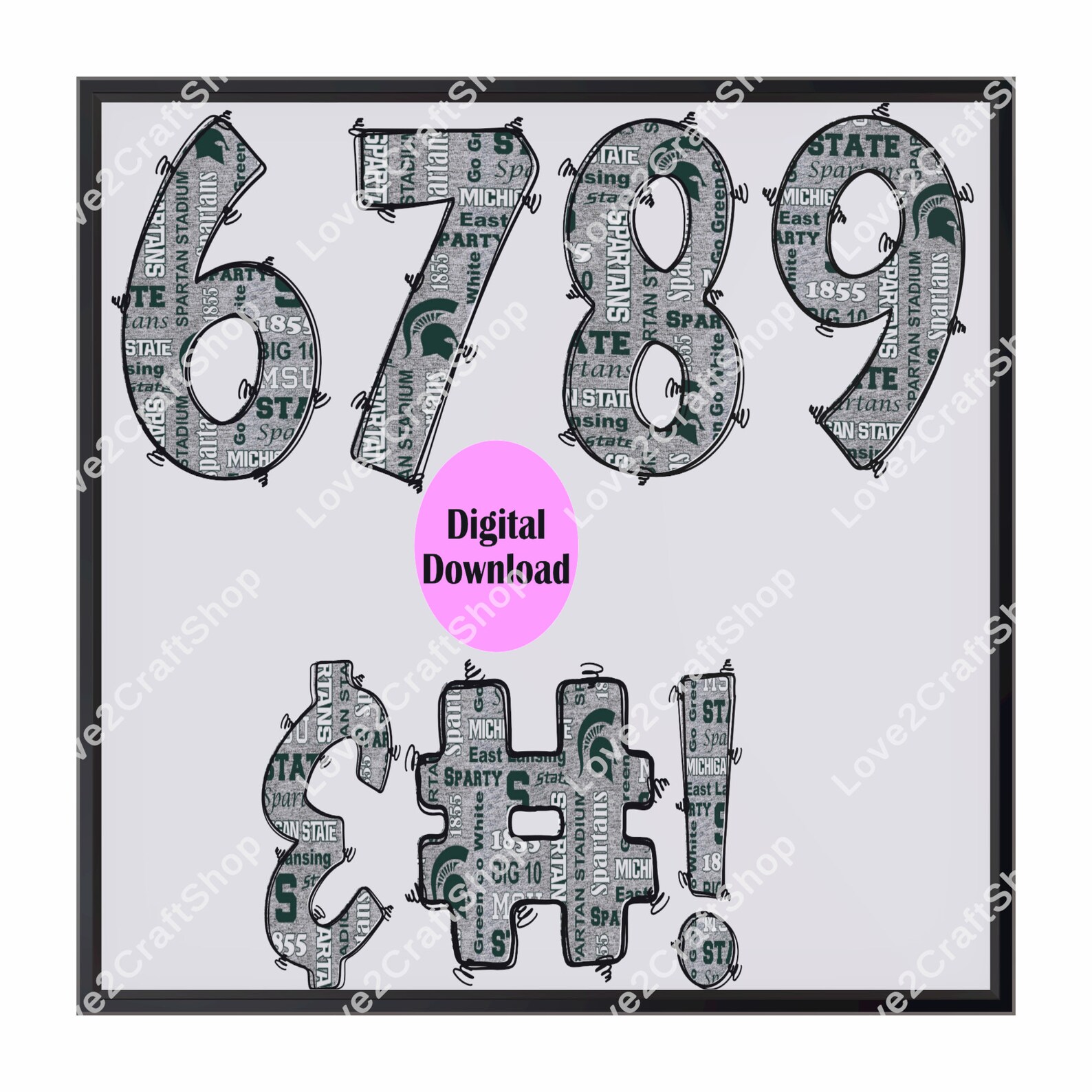 Michigan State Spartans Words Themed Doodle Font Alphabet - Etsy