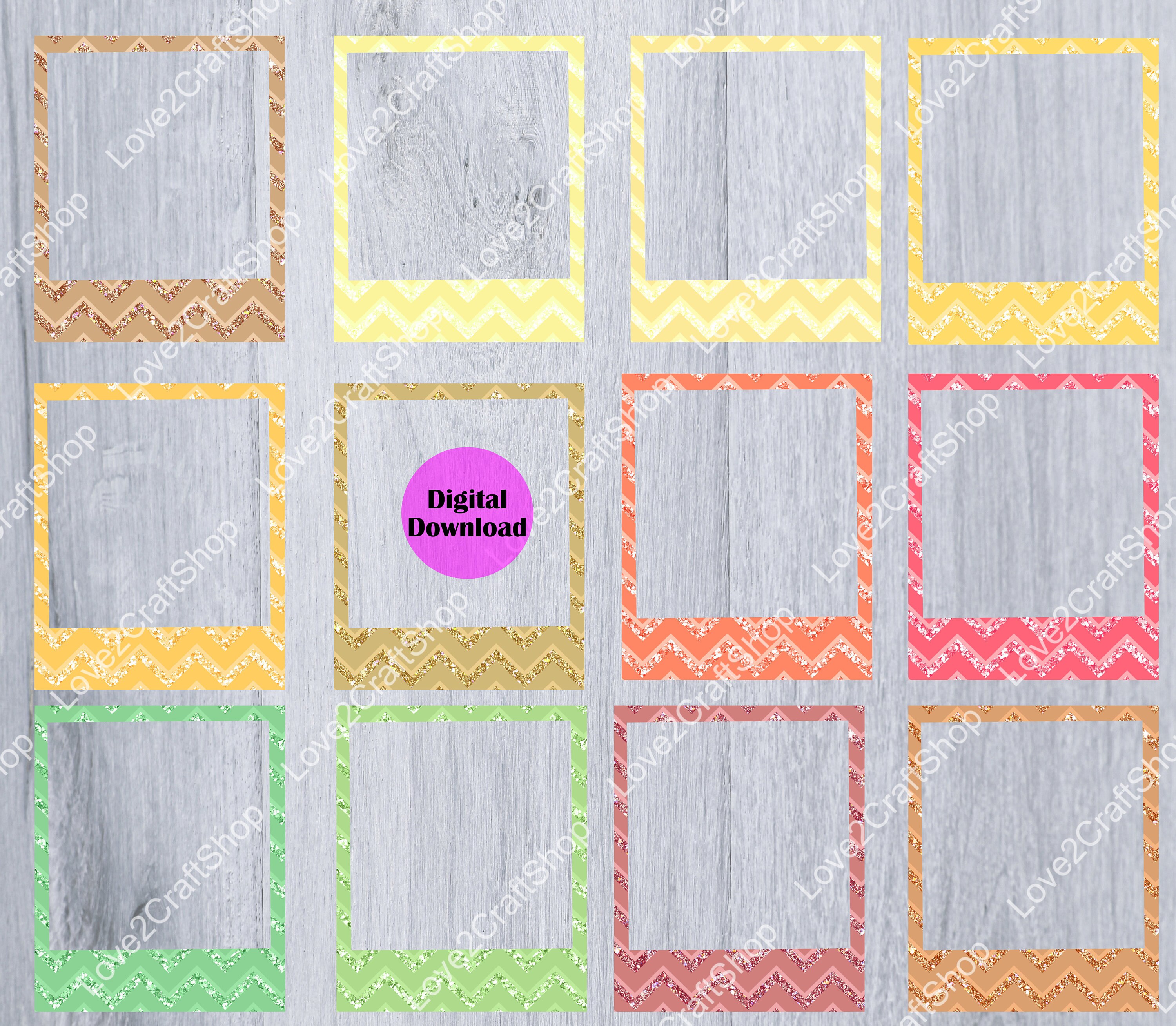 12 Chevron Polaroid Photo Frames PNG Frames Photo Frames Tumbler Frames ...