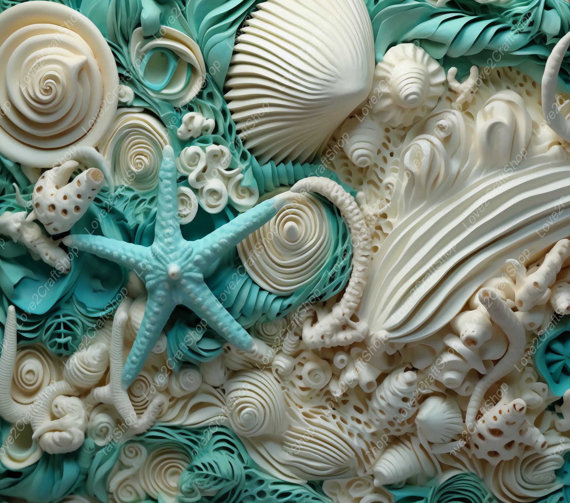 3D Underwater Sea Life Seashell 20 Oz Skinny Straight Sublimation ...