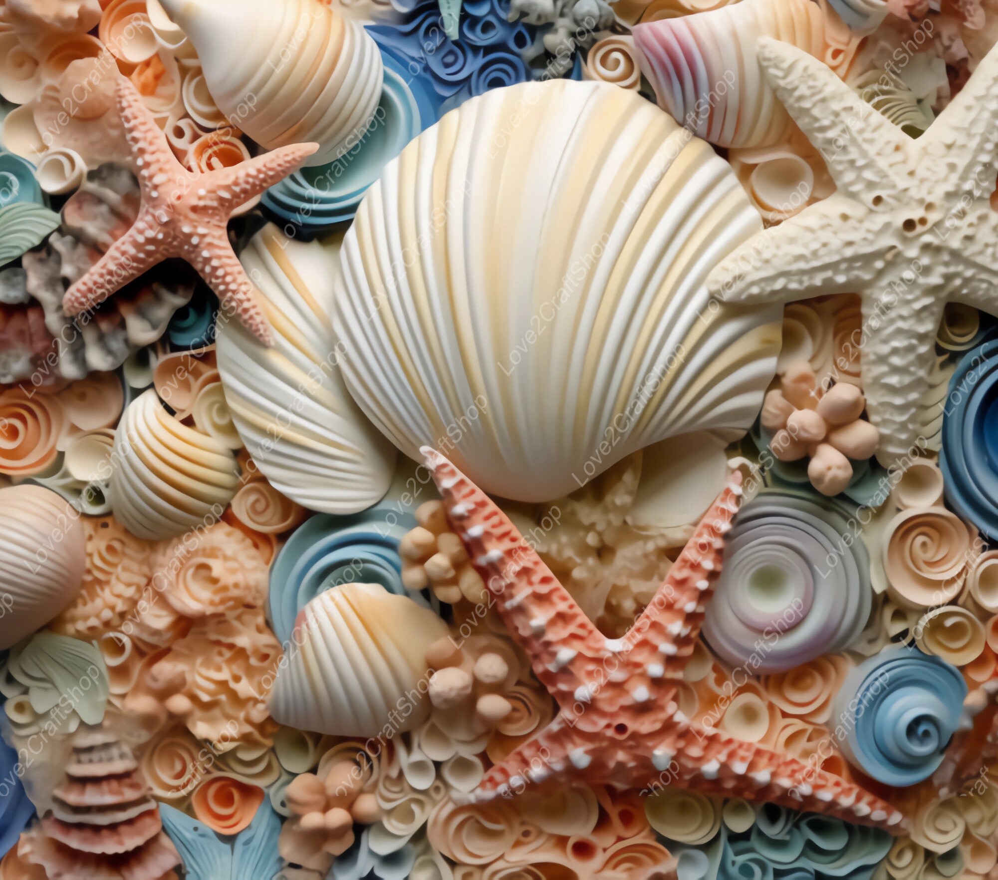 3D Underwater Sea Life Seashell 20 Oz Skinny Straight Sublimation ...