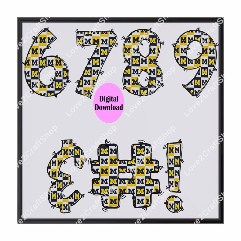 University of Michigan Wolverines Themed Doodle Font Alphabet - Etsy