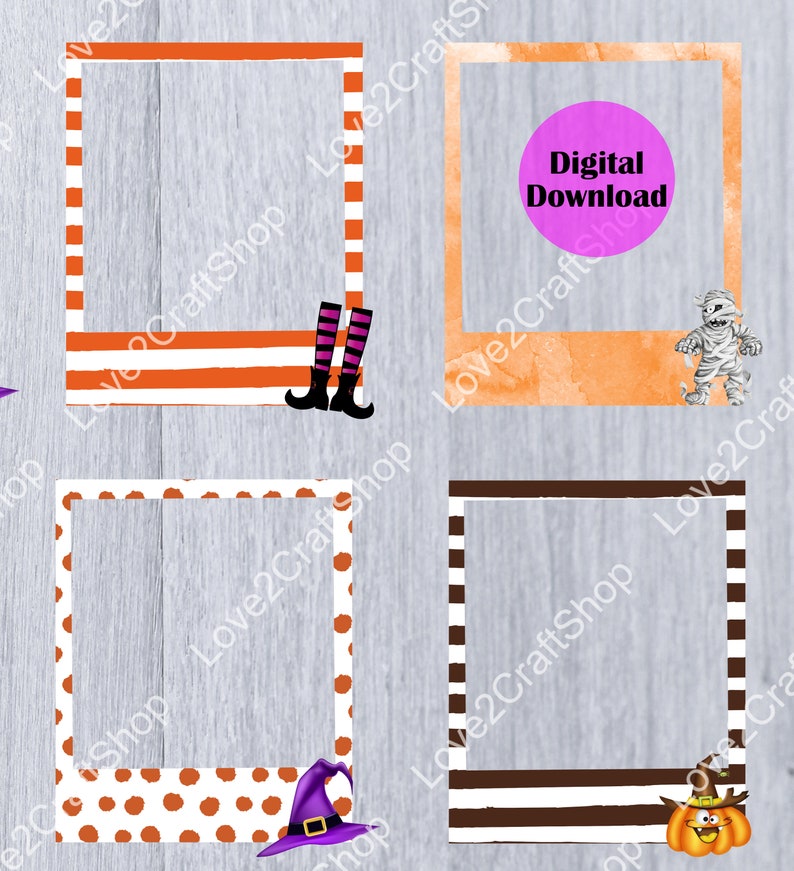 24 Halloween Photo Frames With Elements and Without/ Polaroid / Photo ...