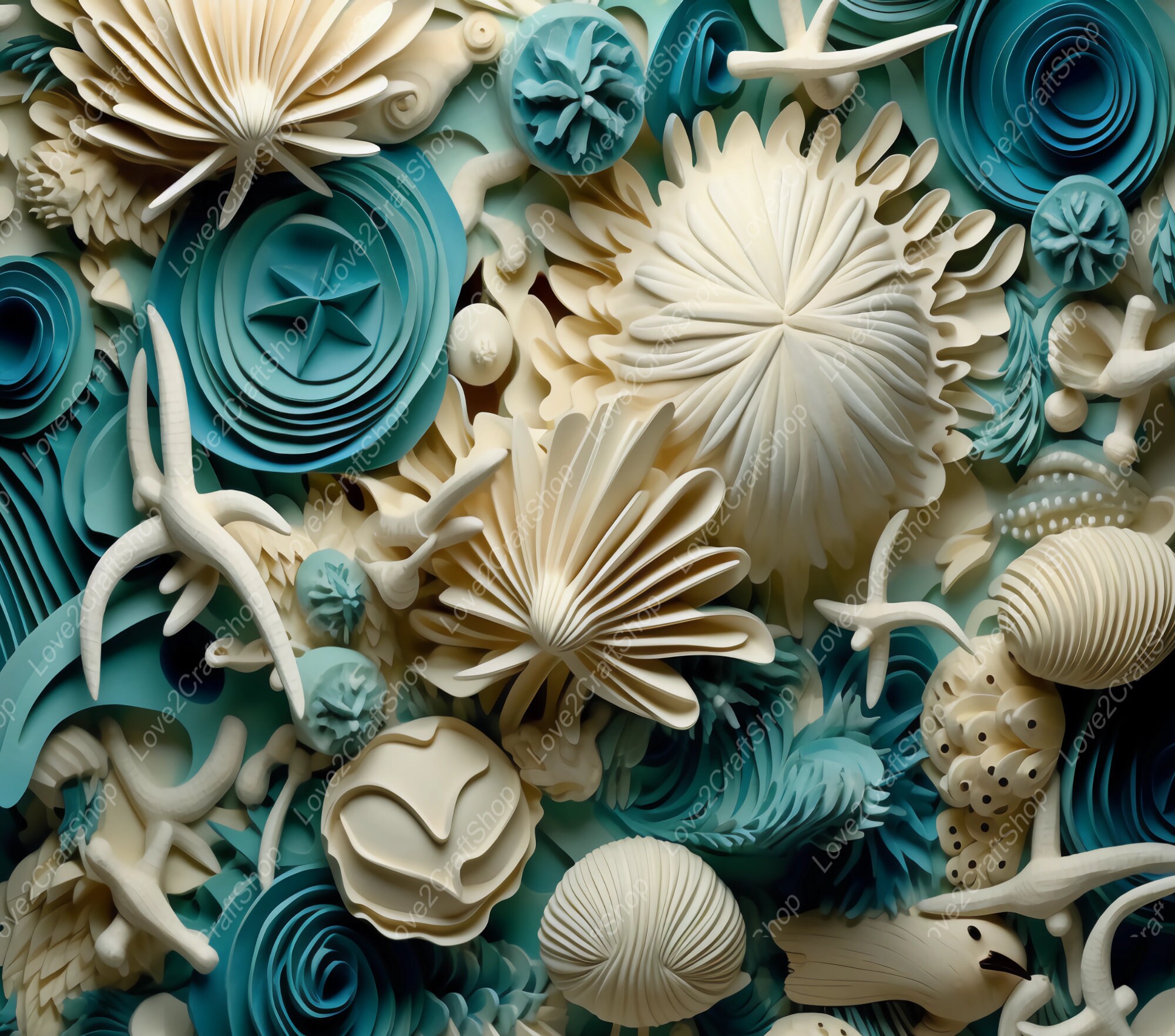 3D Underwater Sea Life Seashell 20 Oz Skinny Straight Sublimation ...