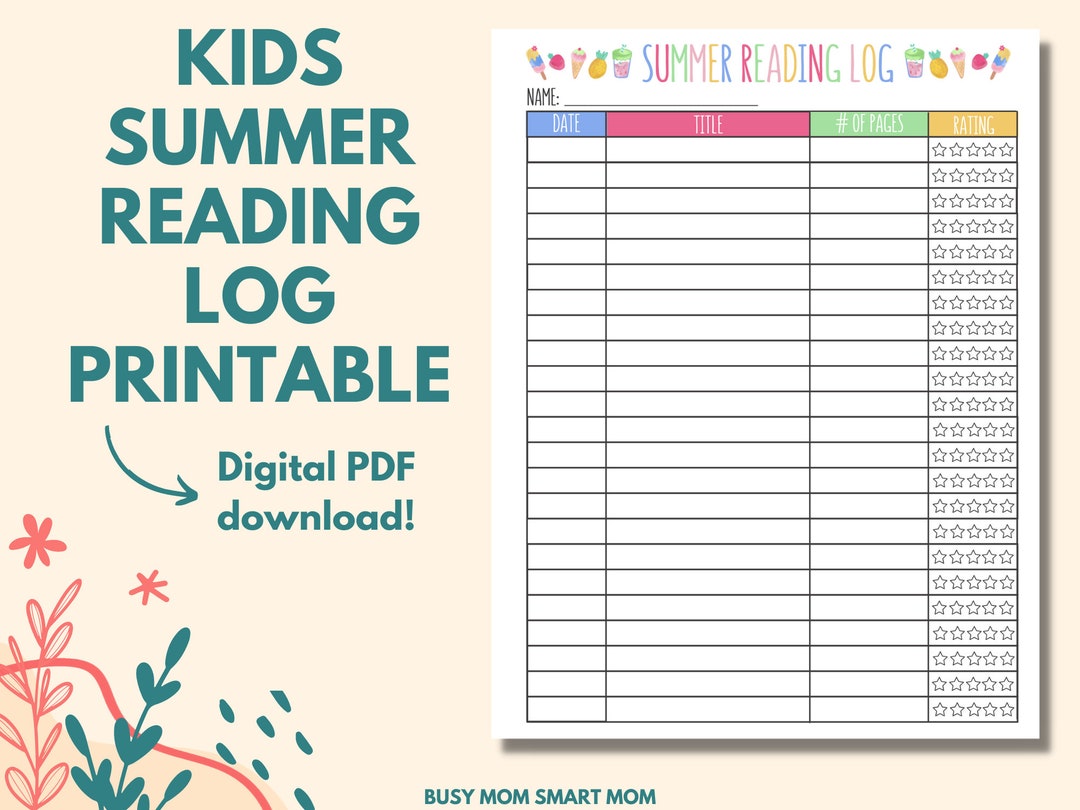 Kids Summer Reading Log | Printable Summer Reading Logs for Kids ...