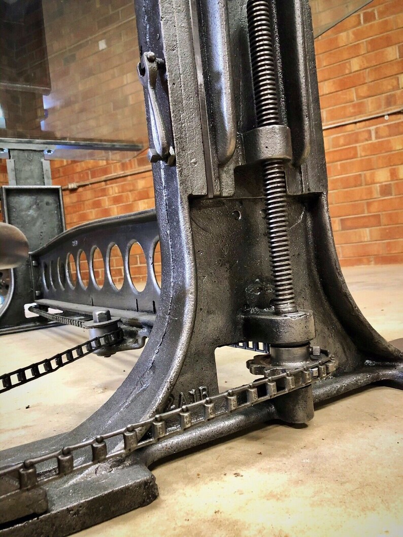 Wysong and Miles Cast Iron Chain Drive Crank Table Machine Base Dining ...