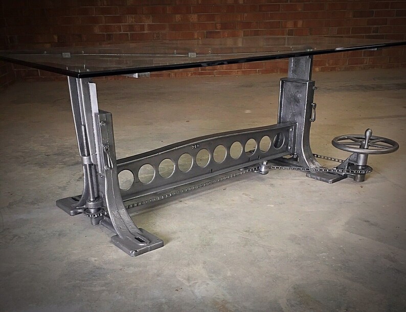 Wysong and Miles Cast Iron Chain Drive Crank Table Machine Base Dining ...