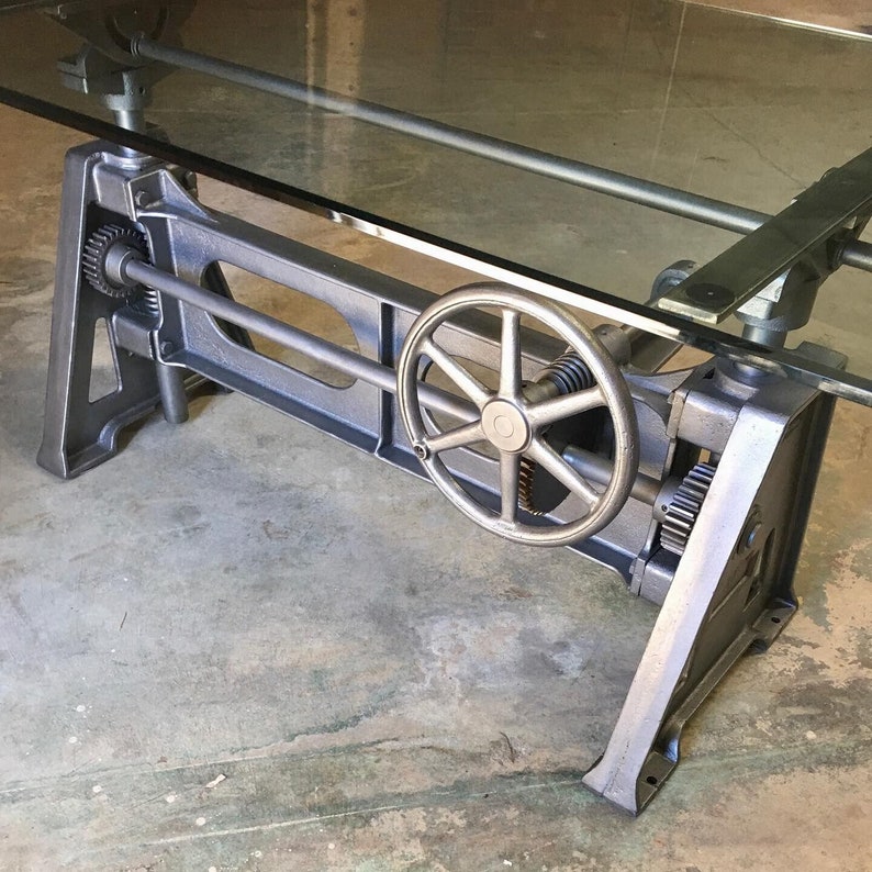The Oakley Company Cast Iron Crank Table Machine Base Dining Table - Etsy
