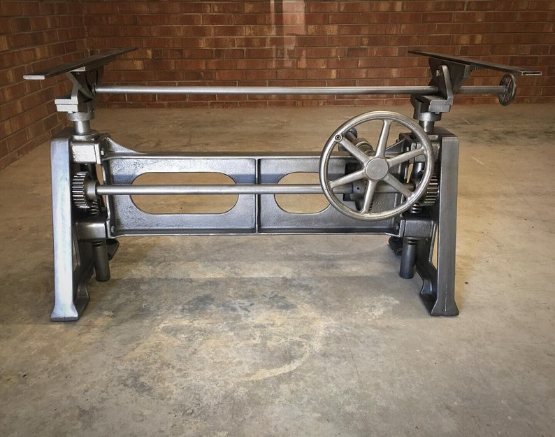 The Oakley Company Cast Iron Crank Table Machine Base Dining Table - Etsy