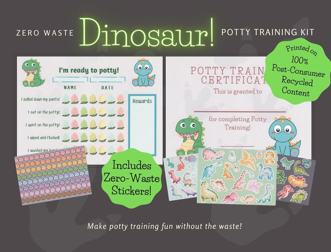 Dinosaur Potty Training Kit With Zero Waste Stickers - Etsy