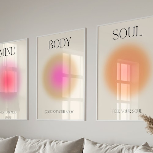 Aura Poster 3 Piece Wall Art Aura Energy Spiritual Gradient - Etsy