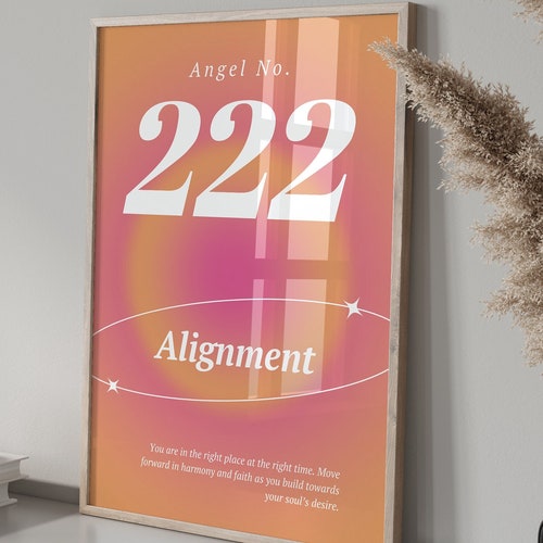 222 Print Angel Numbers Poster Gradient Wall Art Spiritual - Etsy