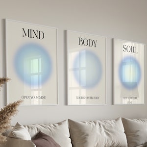 Positive Aura Posters Set of 3, Spiritual Poster, Grainy Gradient ...