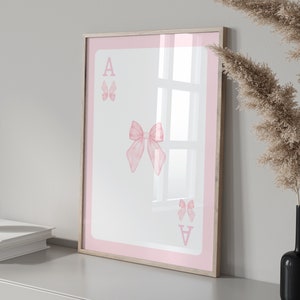 Trendy Pink Bow Wall Art, Coquette Room Decor Preppy Poster, Watercolor ...