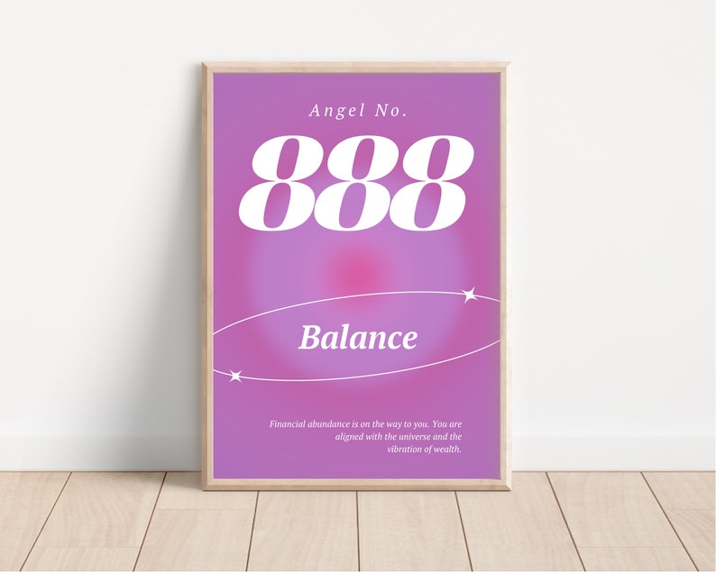 Aura Angel Number Poster 888 Instant Printable Download, Angel Number ...
