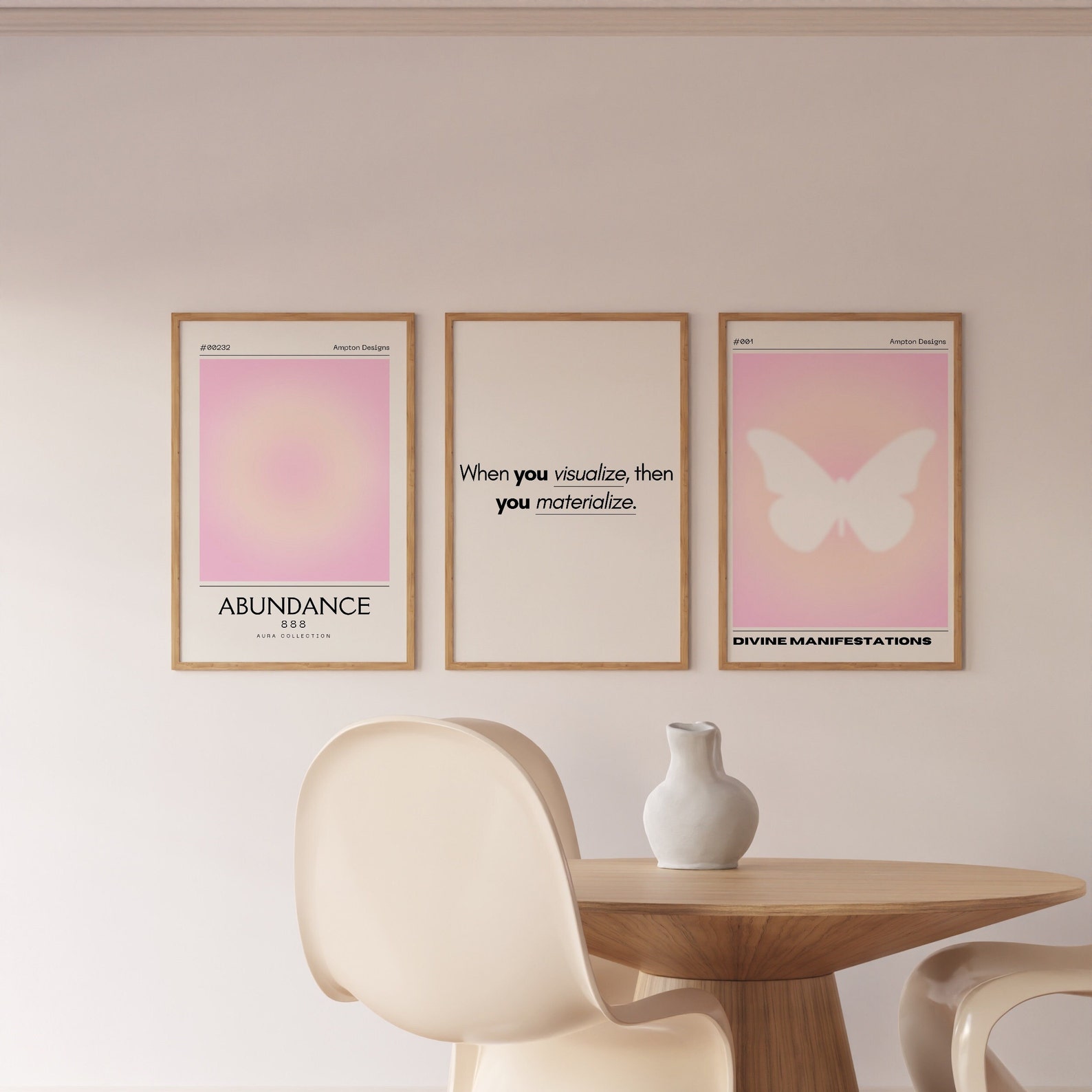 Positive Aura Posters Set of 3, Spiritual Poster, Grainy Gradient ...