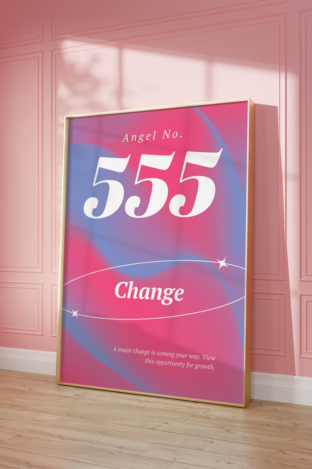 Gradient Aura Angel Number 555 Printables, Angel Number Poster, Pink ...