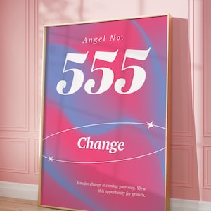 Gradient Aura Angel Number 555 Printables, Angel Number Poster, Pink ...
