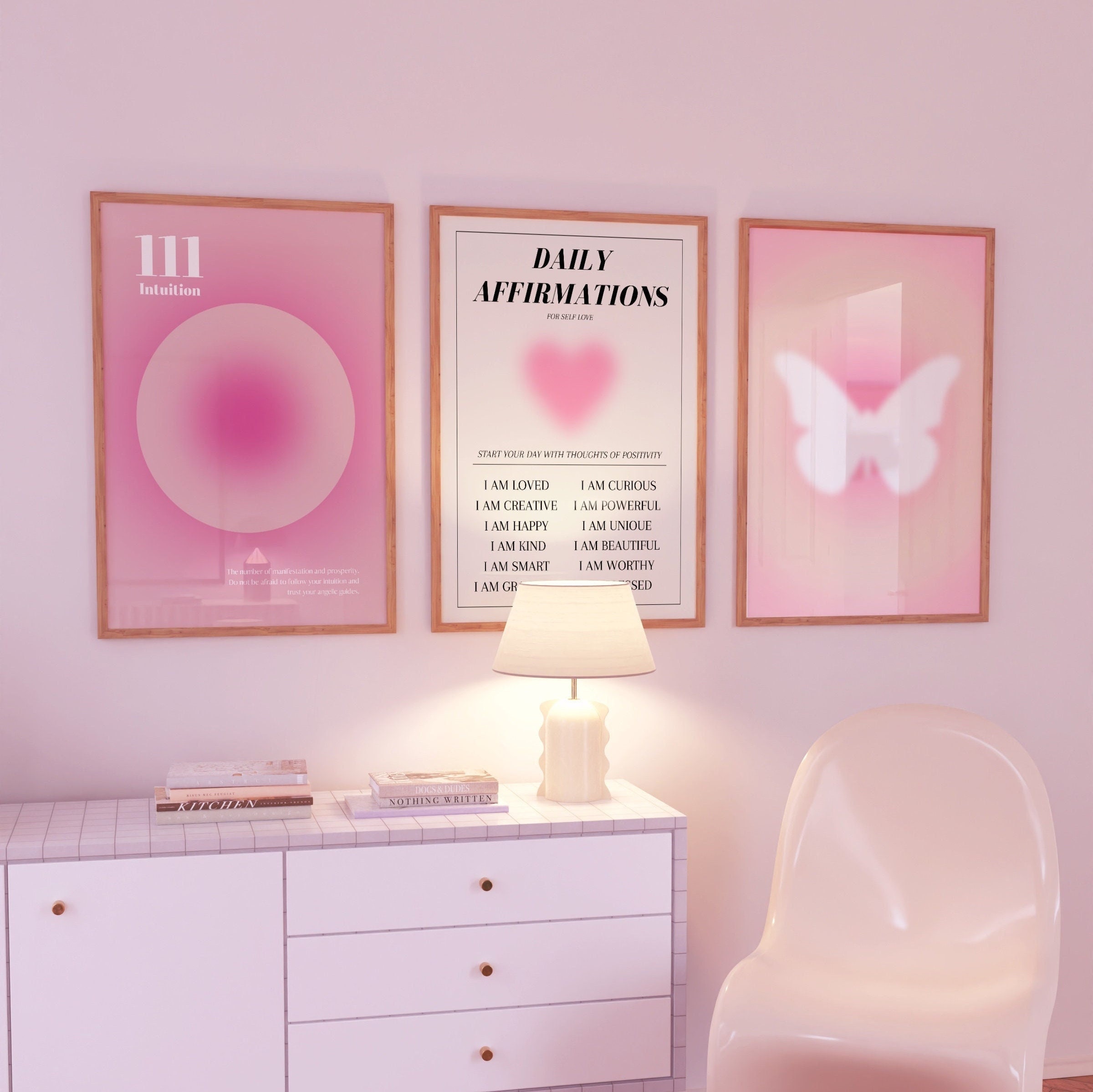 Pink Aura Poster Set Set of 3 Affirmation Poster Trust - Etsy UK