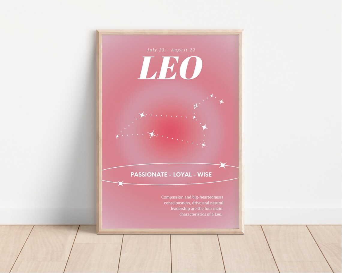 LEO Star Sign Instant Download Print Zodiac Art Printable - Etsy