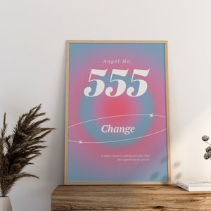 Gradient Aura Angel Number 555 Printables, Angel Number Poster, Pink ...