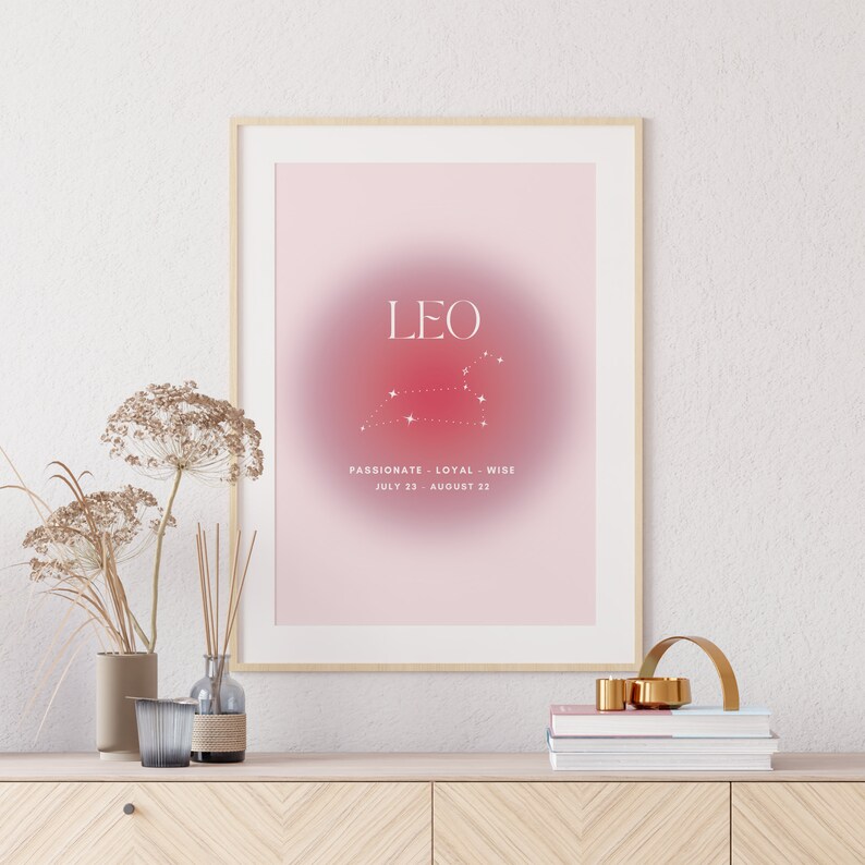 LEO Star Sign Instant Download Print Zodiac Art Printable - Etsy