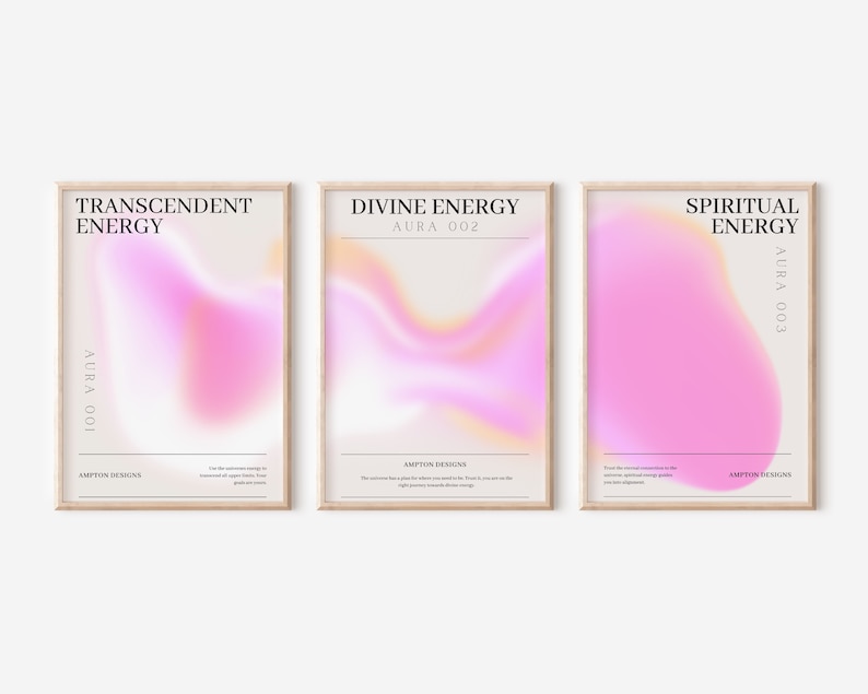 Positive Aura Posters Set of 3 Spiritual Poster Grainy - Etsy
