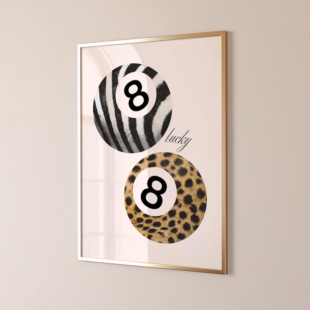 8 Ball Cheetah Print, 8 Ball Wall Art, Preppy Poster, Funky Wall Art ...
