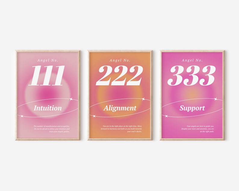 SET of 3 Angel Number Set 111222333 Aura Posters Angel - Etsy