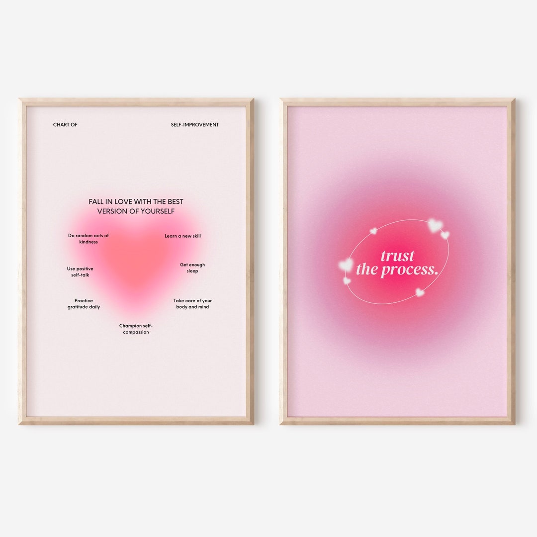 Pink Grainy Gradient Aura Poster Set Instant Download, Trust the ...