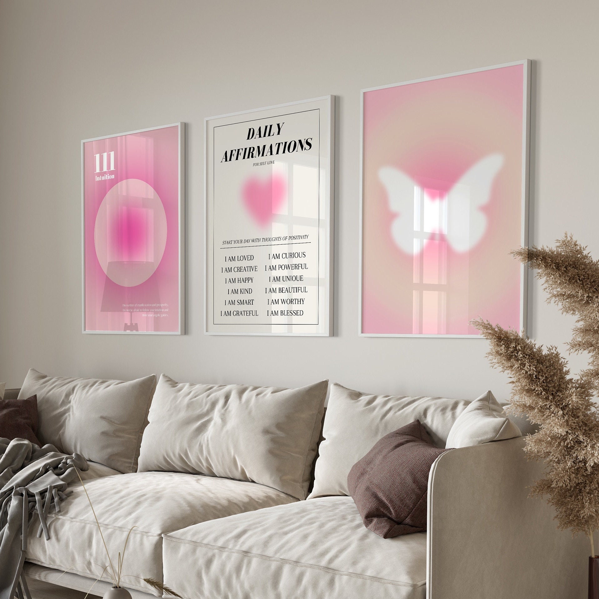 Pink Aura Poster Set Set of 3 Affirmation Poster Trust - Etsy Australia