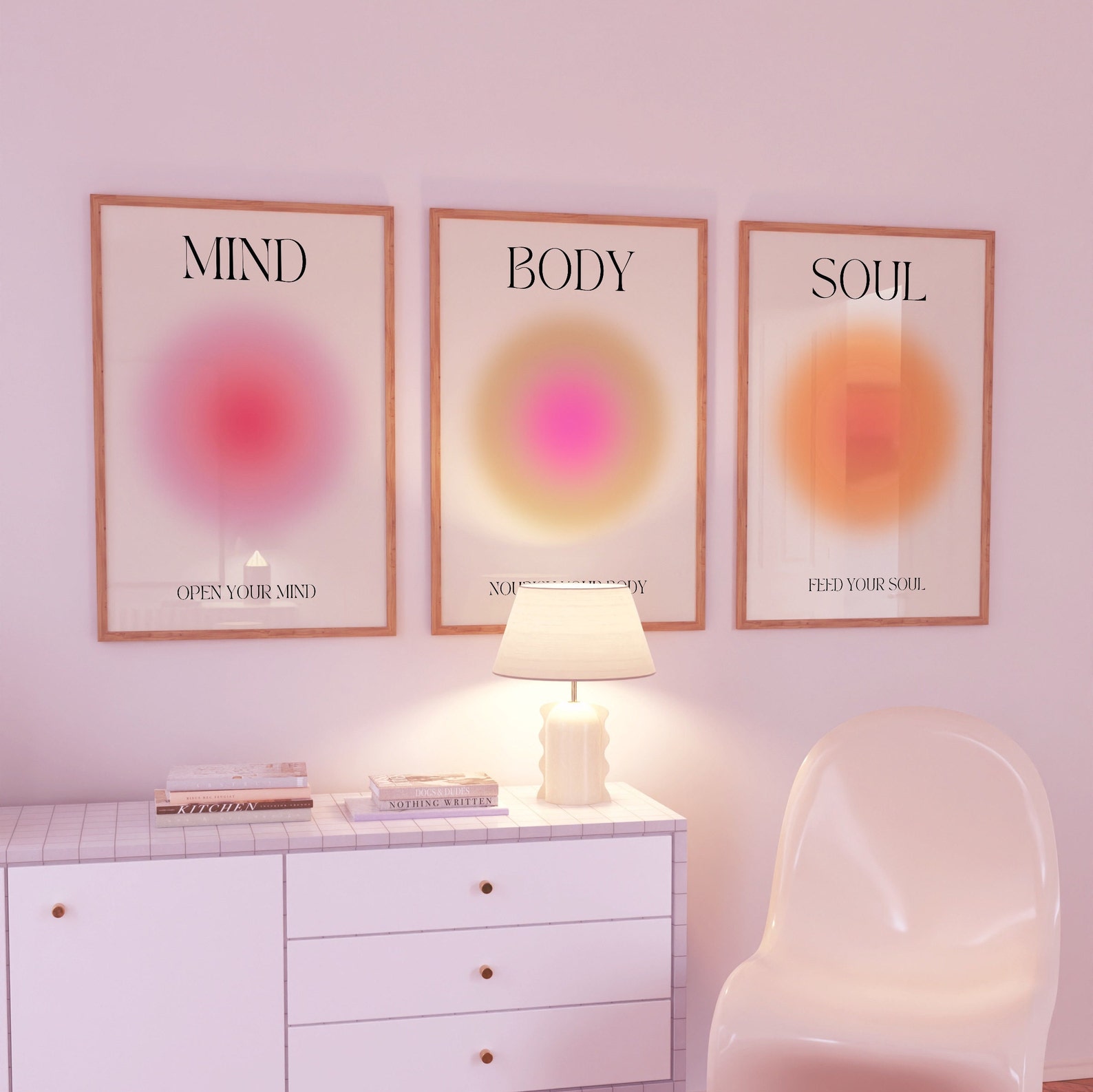 Positive Aura Posters Set of 3, Spiritual Poster, Grainy Gradient ...
