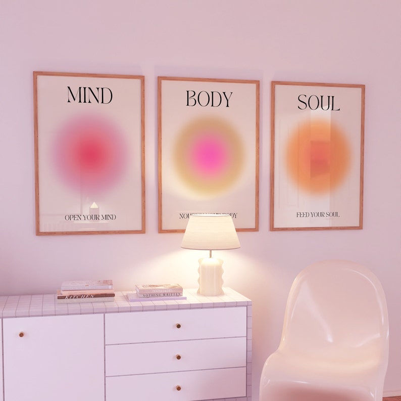 Positive Aura Posters Set of 3 Spiritual Poster Grainy - Etsy