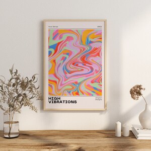 High Vibrations Aura Poster, Retro Gradient Poster, Affirmation Poster ...