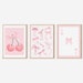 Trendy Pink Bows Wall Art Set of 3, Coquette Room Decor Preppy Poster ...