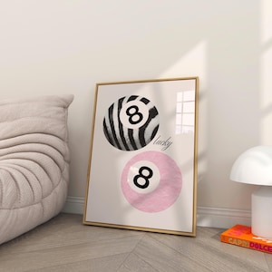 8 Ball Cheetah Print, 8 Ball Wall Art, Preppy Pink Poster, Light Pink ...
